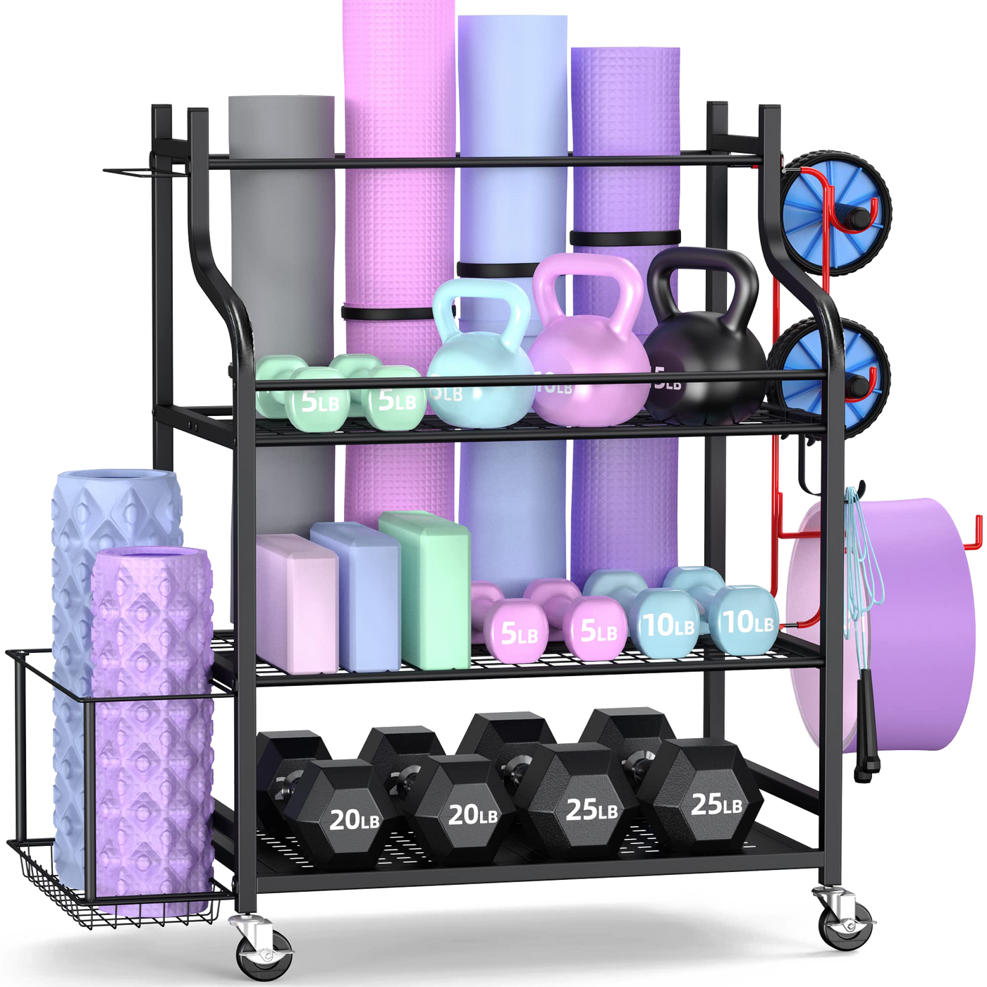 Home Gym Storage Rack for Yoga Equipment, Black | Mythinglogic