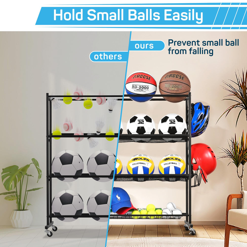 Mythinglogic Basketball Rack, Sports Equipment Storage with Wheels