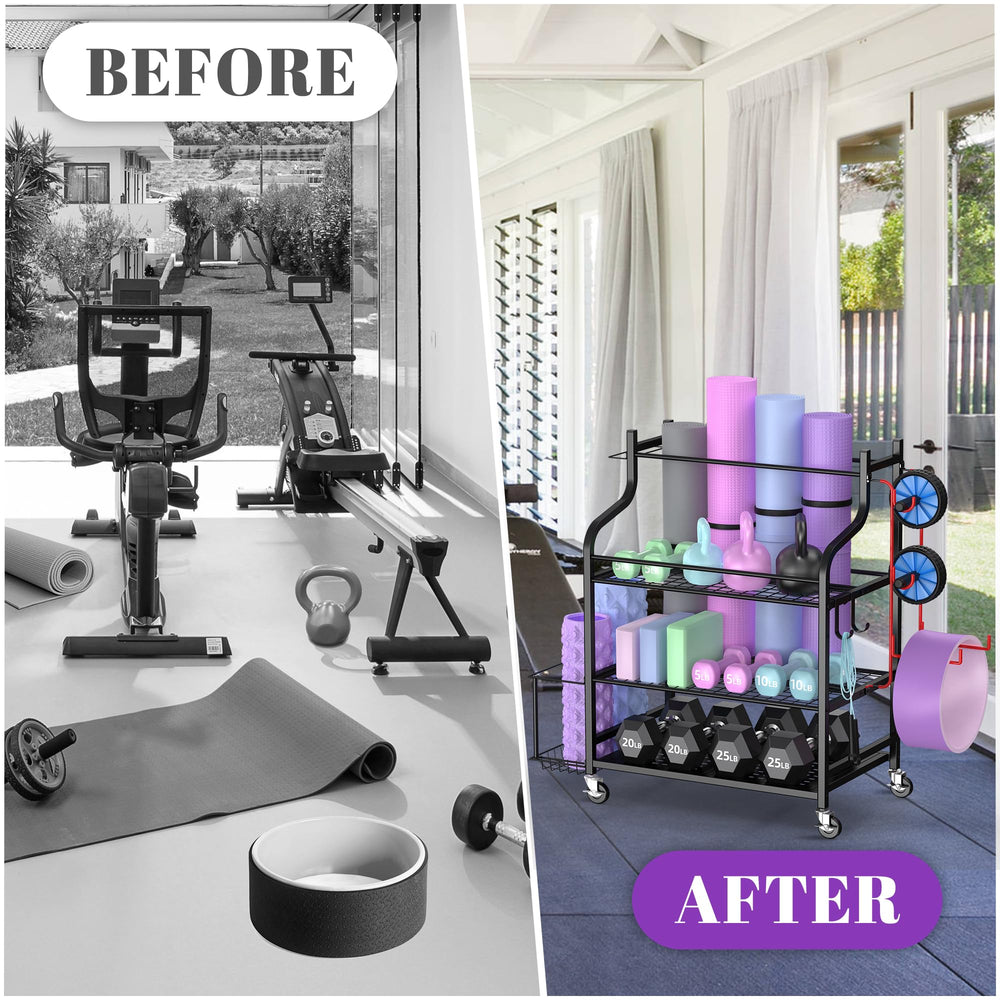 Home Gym Storage Rack for Yoga Equipment, Black | Mythinglogic
