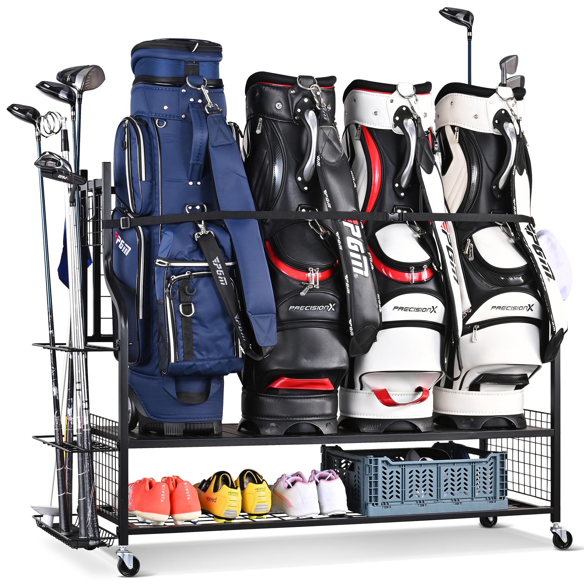 Mythinglogic 4 Golf Bag Storage Organizer, Extra Large Golf Storage St